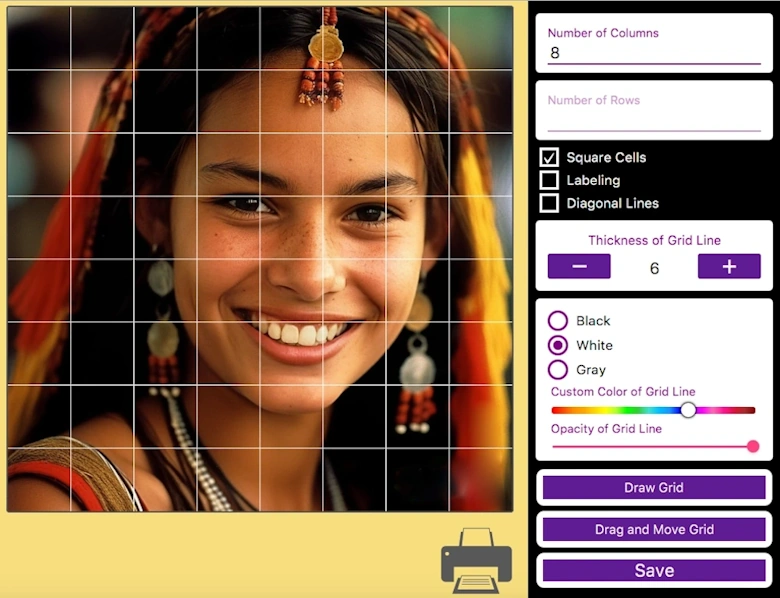 GriDraw + kostenloses digitales Raster über Foto legen online